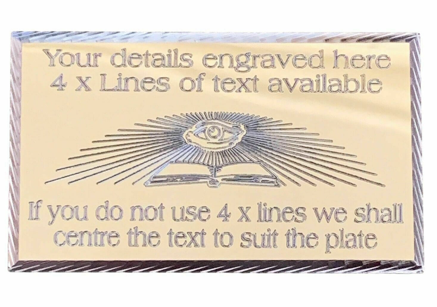(MP17) Personalised 60 mm x 35 mm Gold Masonic All Seeing Eye Case Name ...