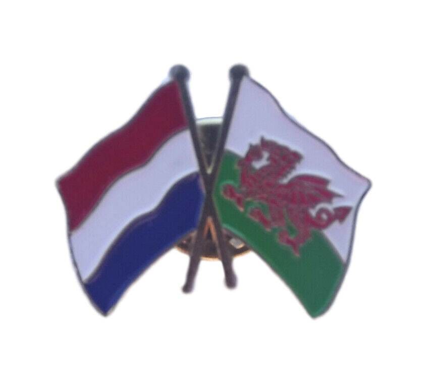 Holland – Wales Red Dragon Friendship Double Flags Enamel Lapel Pin ...