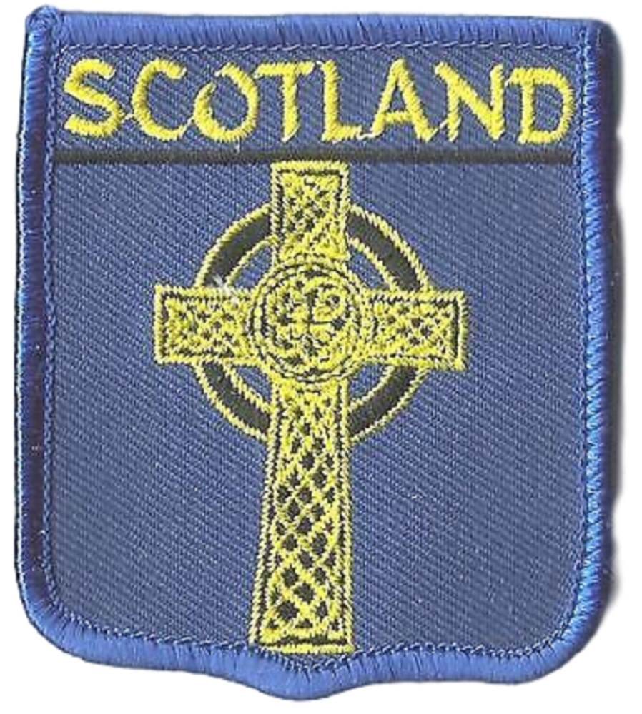 SCOTLAND CELTIC CROSS FLAG CREST WORLD EMBROIDERED PATCH BADGE ...