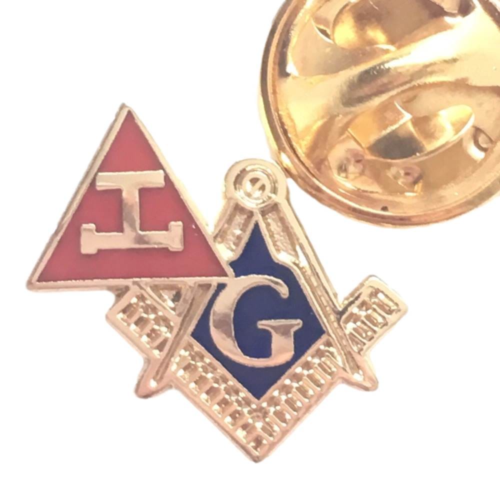 Royal Arch Triple Tau & Masonic Crest Freemason Enamel Lapel Pin Badge ...