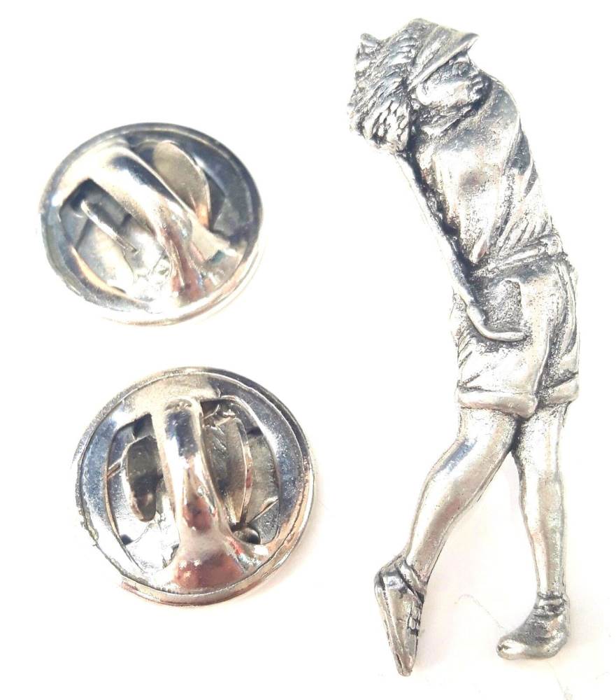 Female Golfer Handcrafted in Solid Pewter In UK Lapel Pin Badge ...