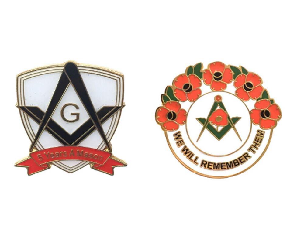 5 Years a Mason Masonic Badge And Masonic We Will Remember Enamel Badge ...