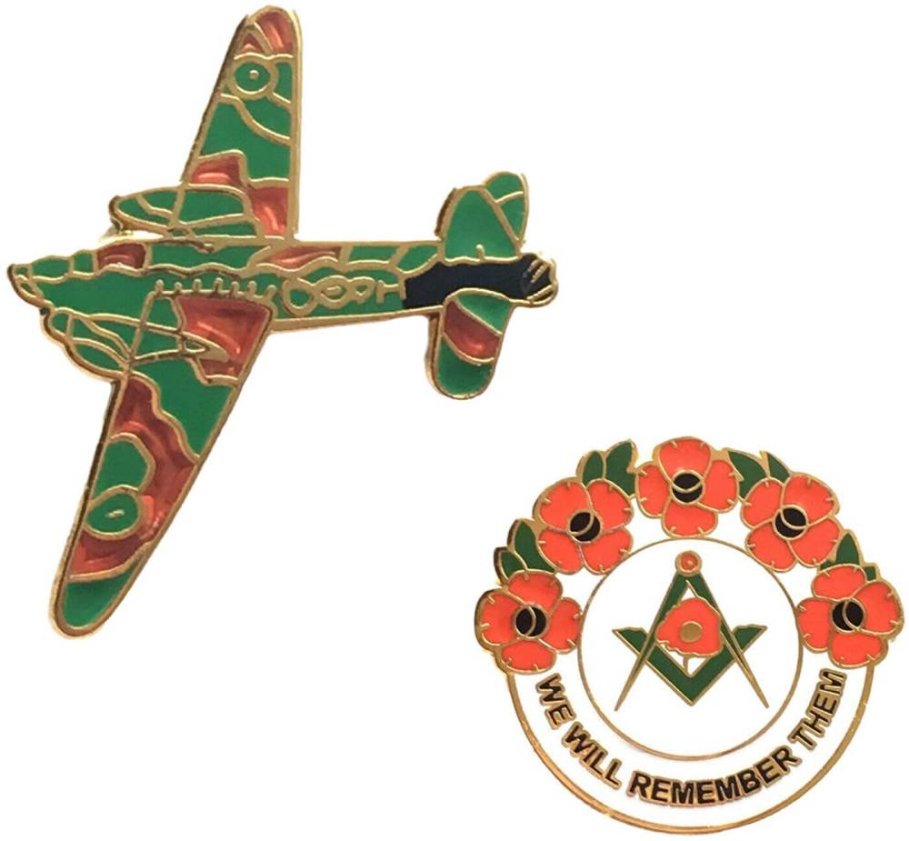 RAF Vickers Wellington Bomber Badge And Masonic We Will Remember Enamel ...