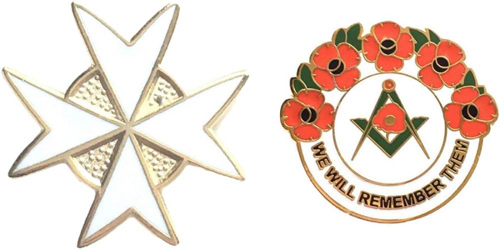 Masonic Knights Templar Gold Plated And Masonic We Will Remember Enamel ...