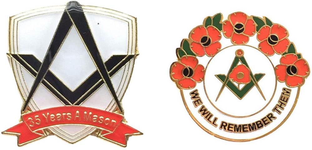 35 Years a Mason Masonic Badge And Masonic We Will Remember Enamel ...